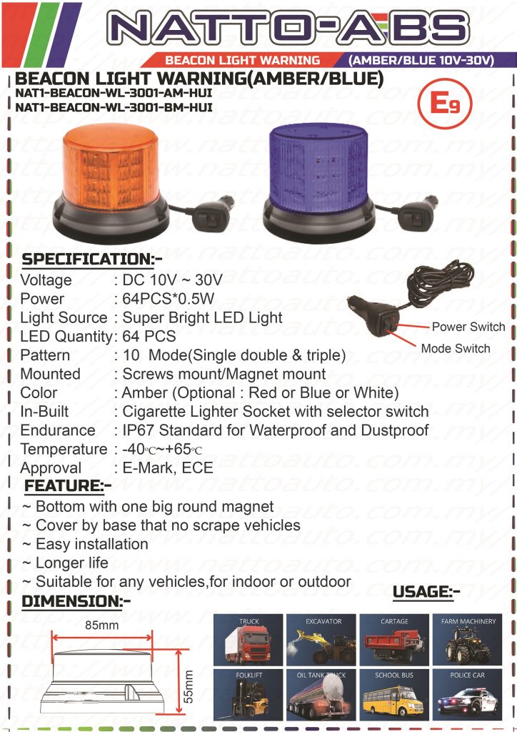 Blue beacon light Police warning emergency light